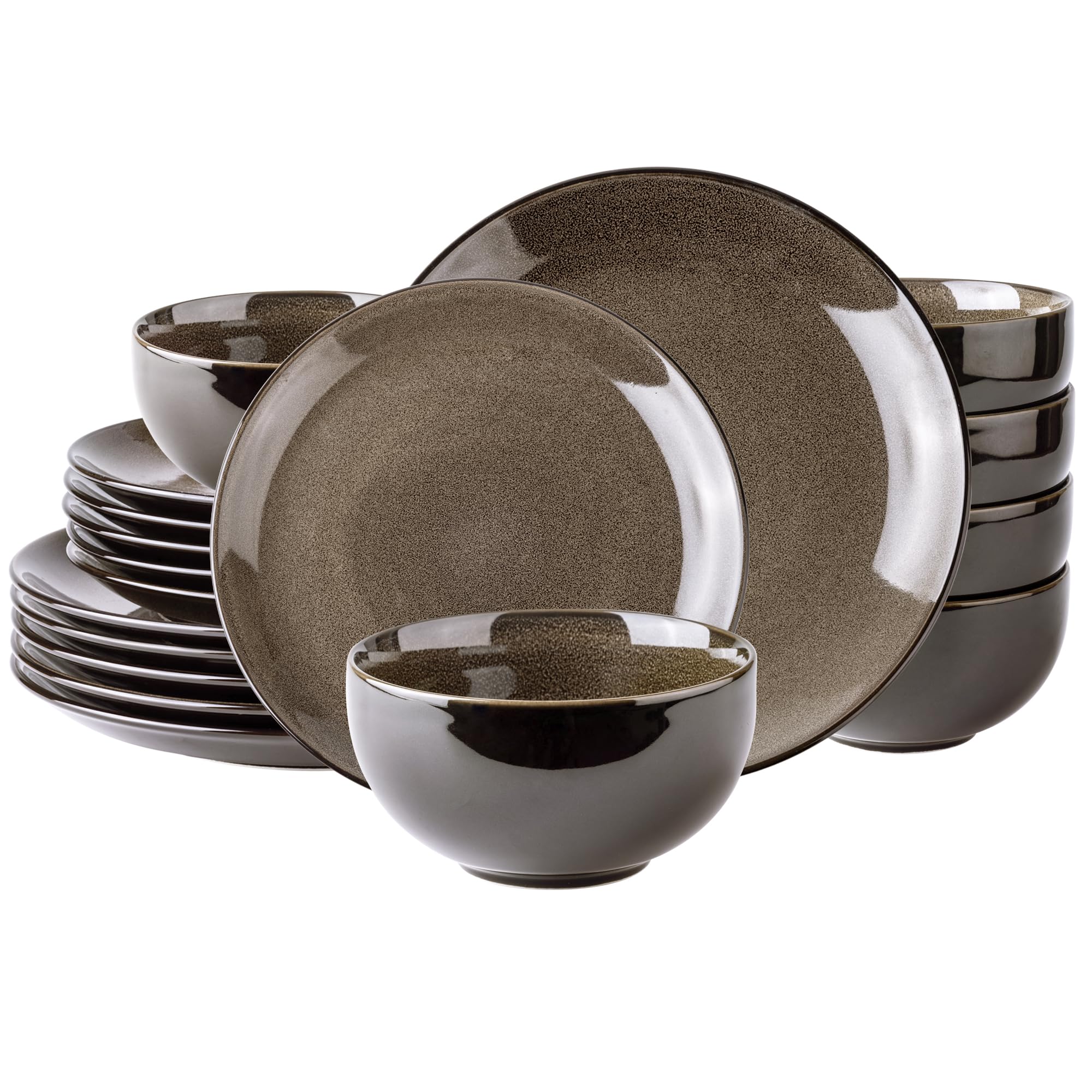 LeRatio Ceramic Dinnerware Sets for 6,Stoneware Plates and Bowls Sets ...