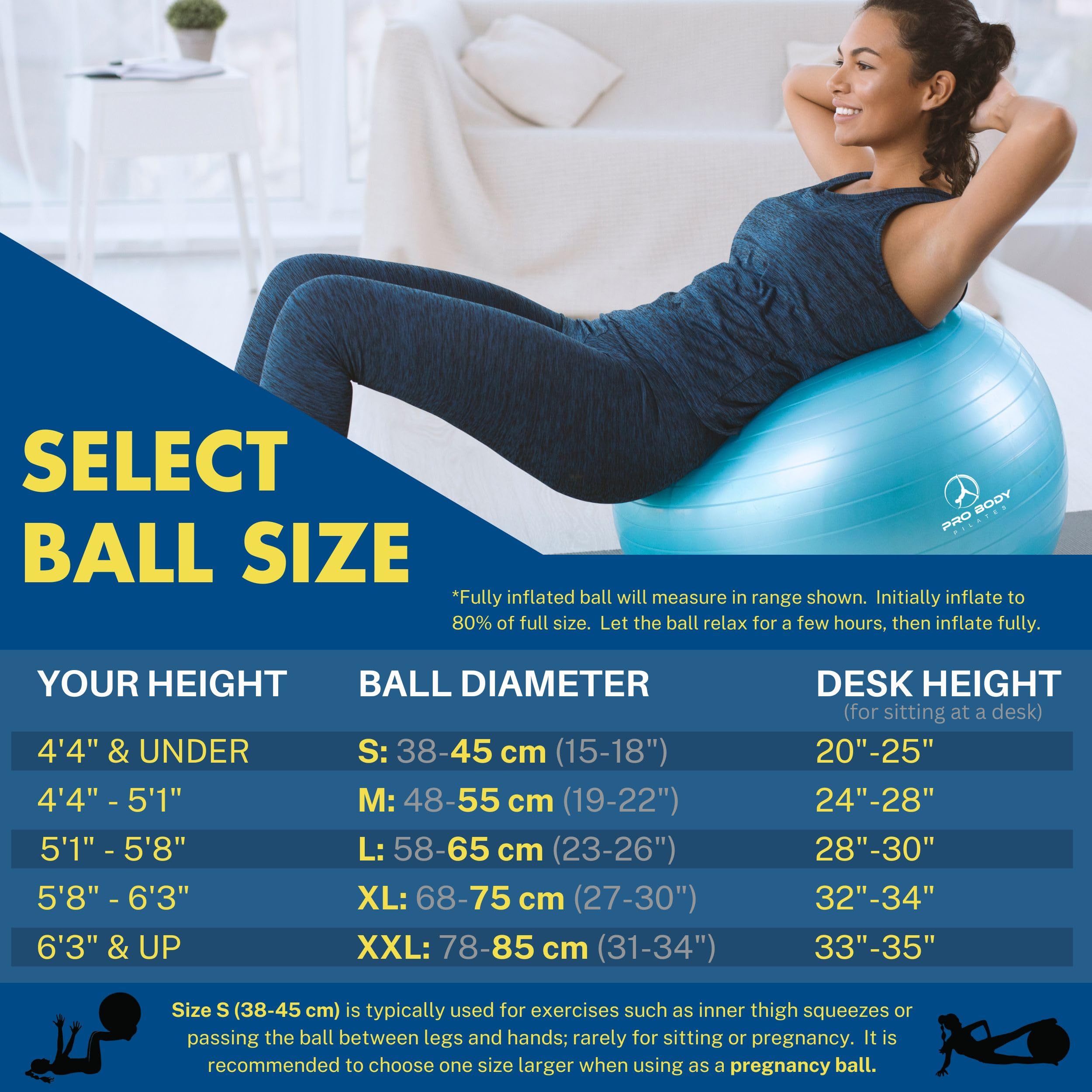 Mua ProBody Pilates Exercise Ball - Multiple Sizes Gym Grade Balance ...