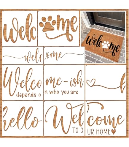 Thyle 20-Piece Welcome Sign Stencils For Wood - 11.81x5.91 Inch Large ...