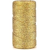 Amazon.com: jijAcraft 328 Feet Gold String Twine - 1.5mm Metallic ...