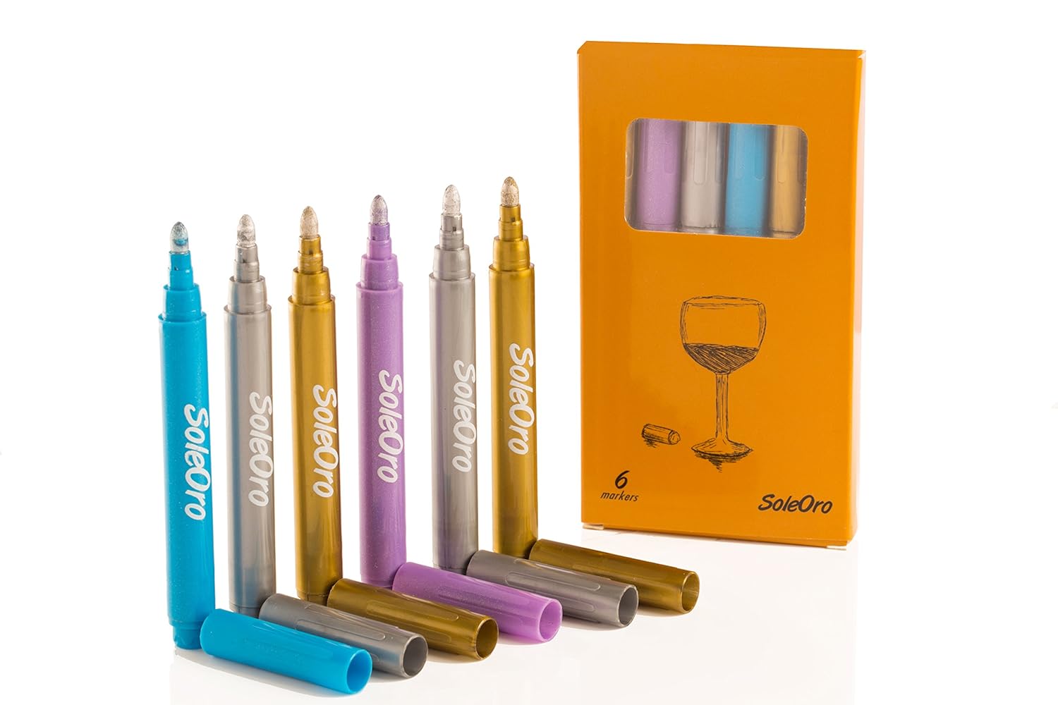 the SoleOro Wine Glass Markers Set Of 6 Amazing Markers For Every ...