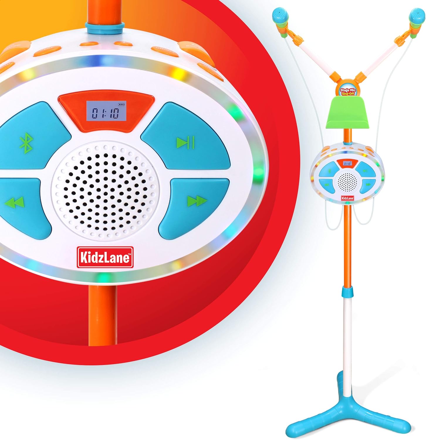 Kids Karaoke Machine and Music Player with Two Mics, Bluetooth and Aux ...