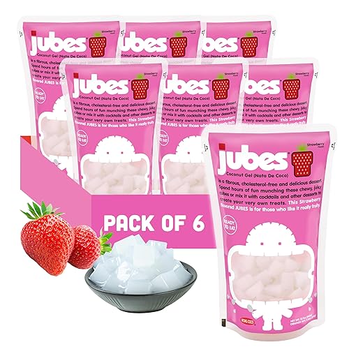 Jubes Strawberry Nata De Coco Jelly Cubes (12.7 oz, Pack of 6 ...