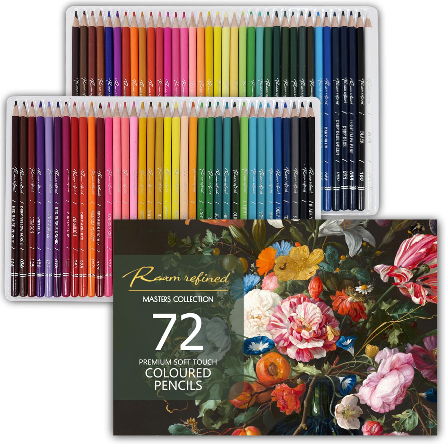 RAAM REFINED 72 Premium Colored Pencils for Adult Coloring, Artist Soft ...