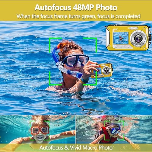 Dual Screen Snorkeling Camera YISENCE 4K 11FT - 48MP Dual-Screen ...