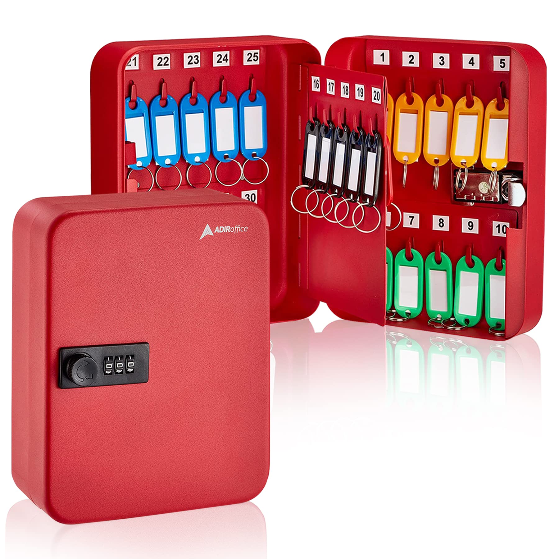 Mua AdirOffice Key Lock Box – 30 Key Hooks Wall Mounted Key Cabinet ...