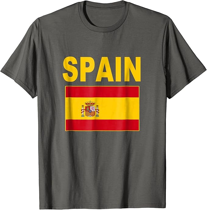 Amazon.com: Spain Flag T-Shirt Espana Cool Spanish Flags Jersey Gif Tee ...