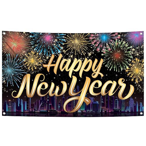 KatchOn, XtraLarge Happy New Year Banner - 72x44 Inch | NYE Decorations ...