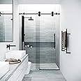 VIGO Elan 68 to 72 in. W x 74 in. H Frameless Sliding Shower Door in Matte Black with 3/8 in ...