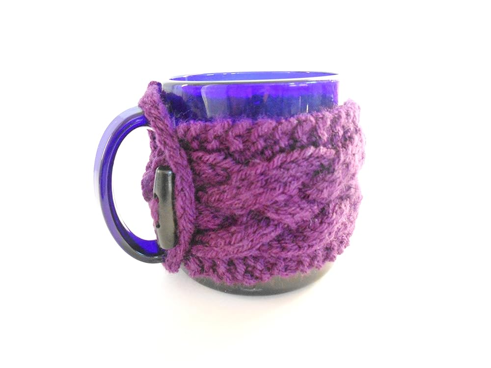 Amazon.com: Knit Cabled Coffee Mug Cozy, Tea Cup Sweater, Mug Sleeve ...