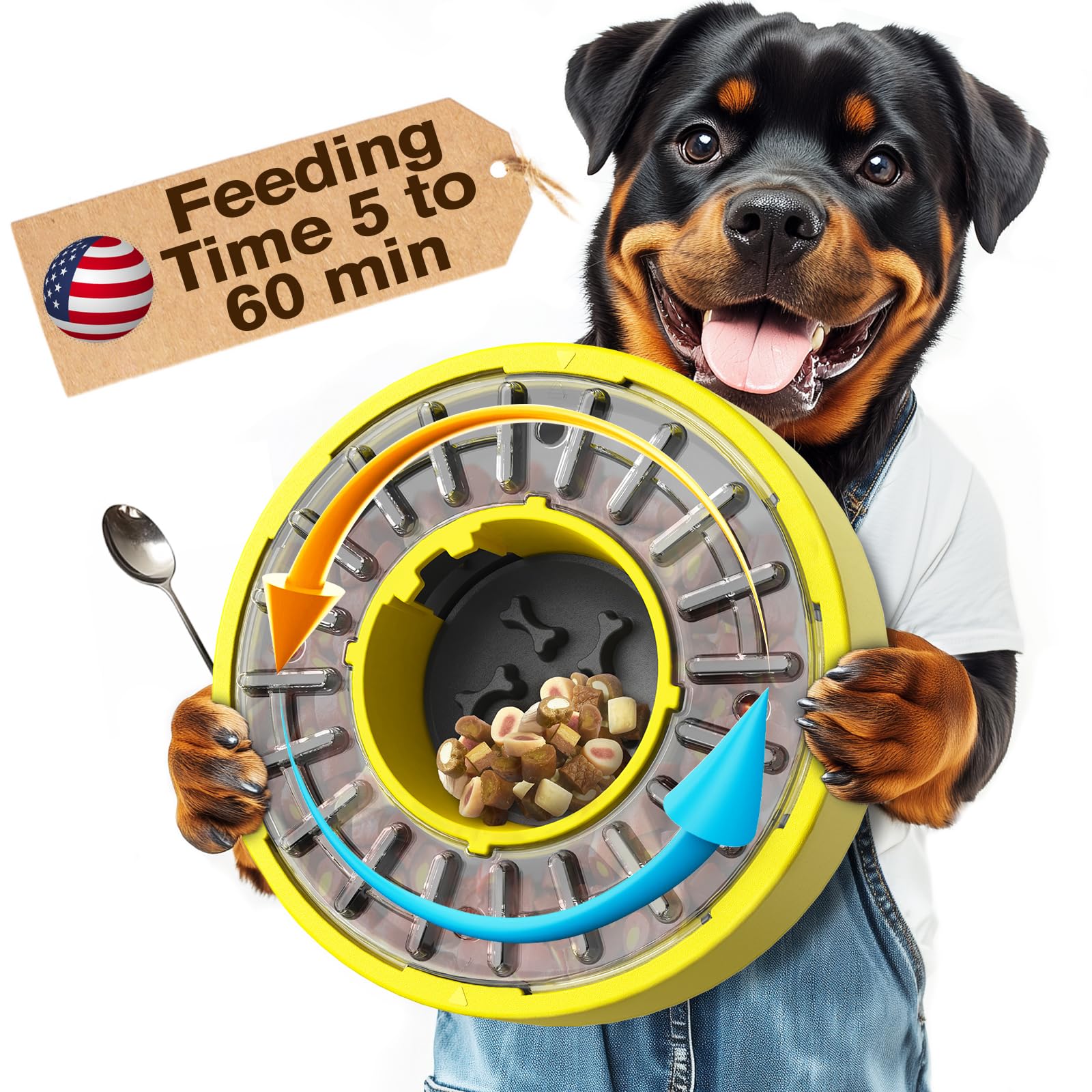 KADTC Dog Rotating Slow Bowl Puzzle Feeder Adjustable Feeding Time from ...