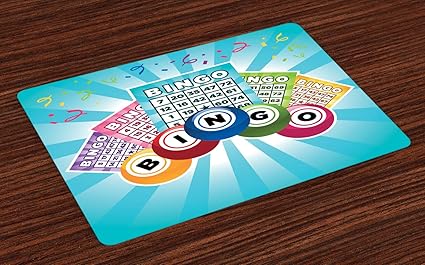 Amazon.com: Ambesonne Bingo Place Mats Set of 4, Colorful Illustration ...