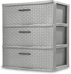 Amazon.com: Sterilite 3 Drawers Wide Weave Tower Plastic Storage ...