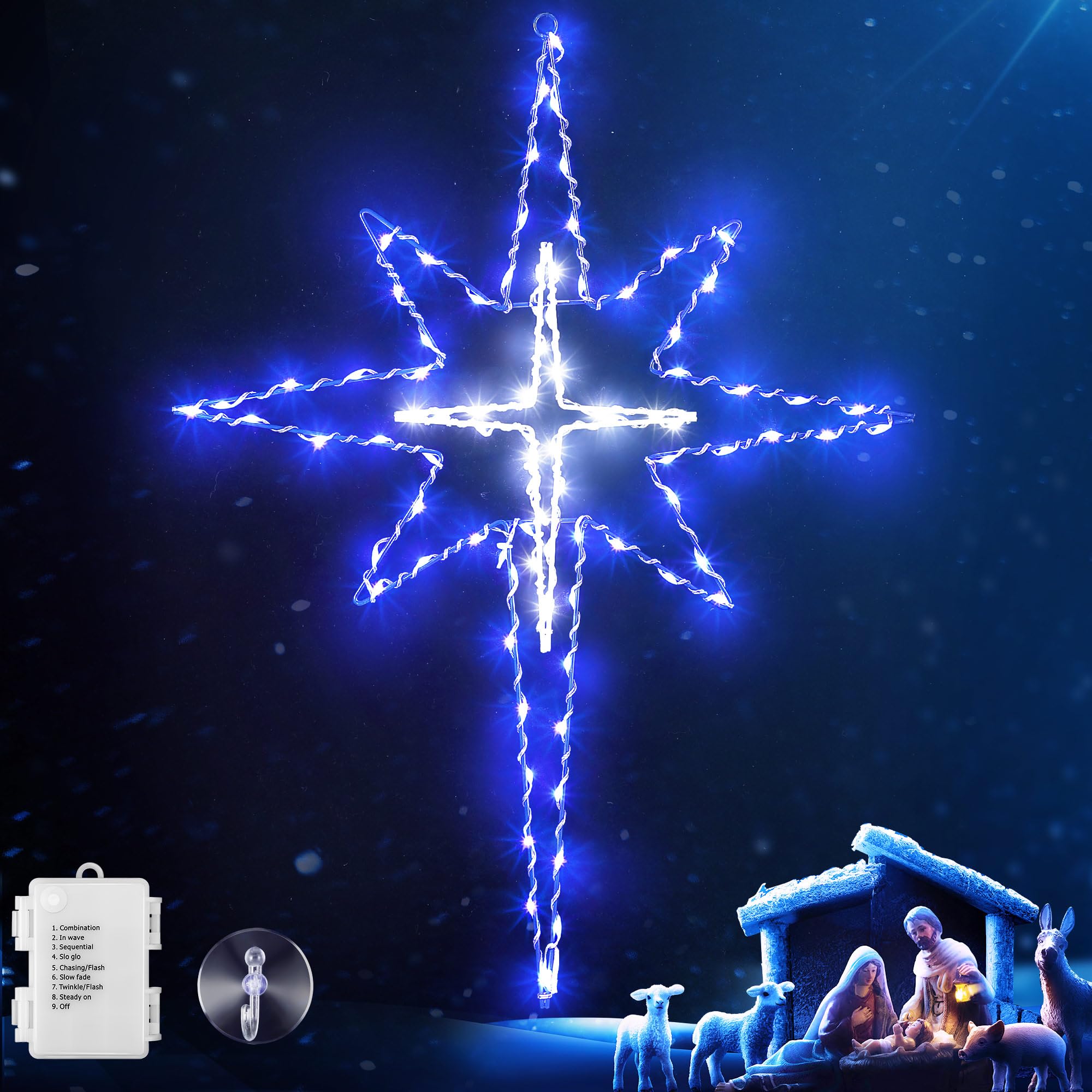 Hiboom 24 in Large Christmas Window Light Decorations 8 Mode Light ...