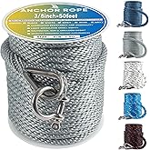 Amazon.com: Premium Anchor Rope 50 ft x 3/8 inch, Solid Braid MFP ...