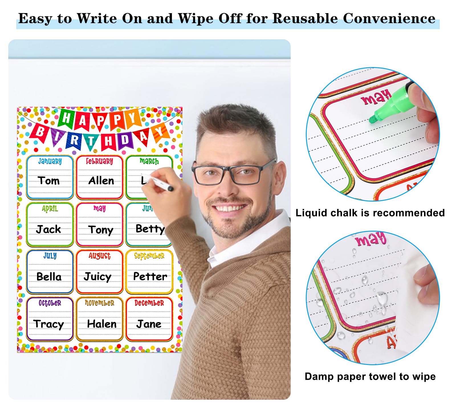 Mua FaCraft Birthday Chart for Classroom - Confetti Birthday Poster ...