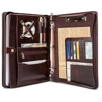 Amazon.com : YIWEN Handmade Genuine Leather Portfolio, Zippered ...