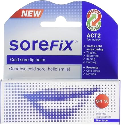 Sorefix 6 ml ACT2 Cold Sore SPF 30 Lip Balm Tube: Amazon.co.uk: Health ...