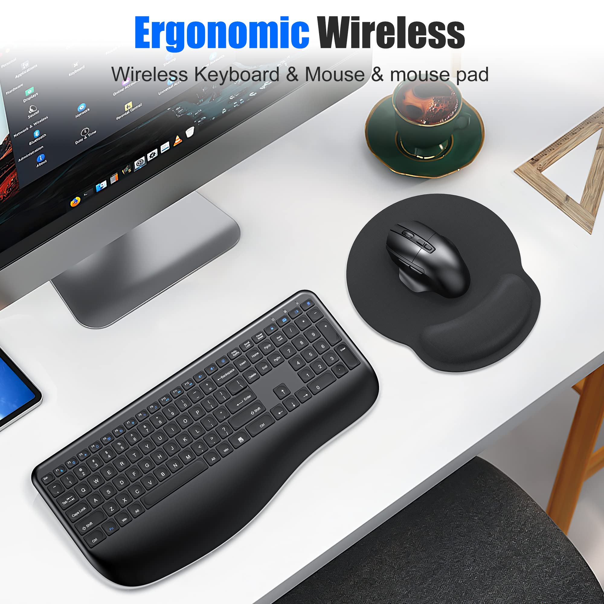 Mua Ergonomic Wireless Keyboard and Mouse, 2.4G Rechargeable Full Size ...