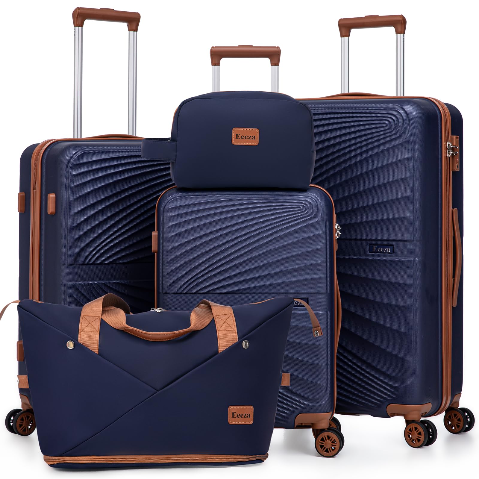 Eeeza Luggage Sets 5 Piece, Suitcases with Wheels, ABS Hard Case ...