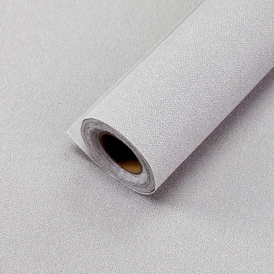 MAIMAIS Textured Wallpaper&Wall Fabric Peel and Stick Natural Gray Real ...