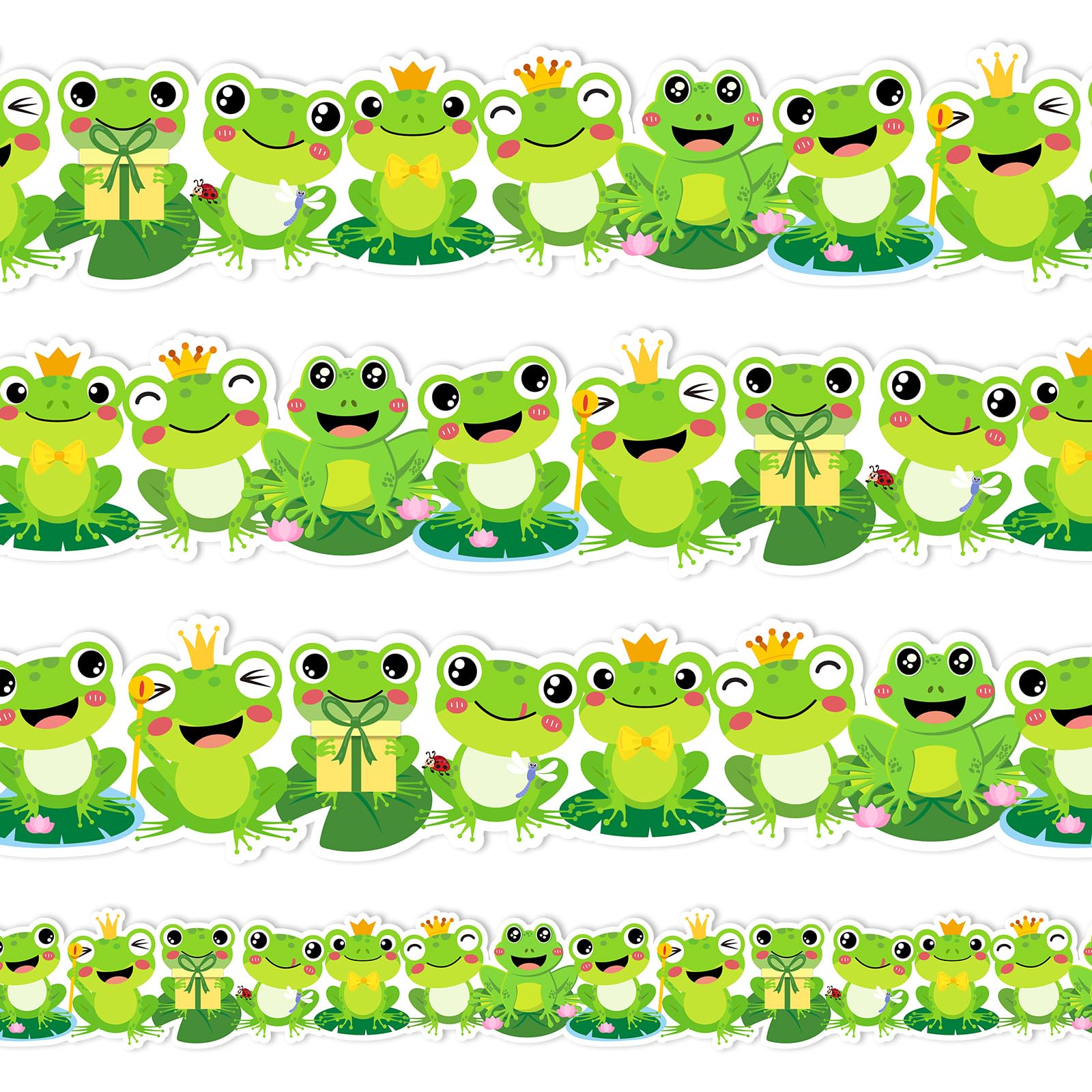 Whaline 32.8ft Frog Bulletin Board Borders Cartoon Green Frog Die-Cut ...