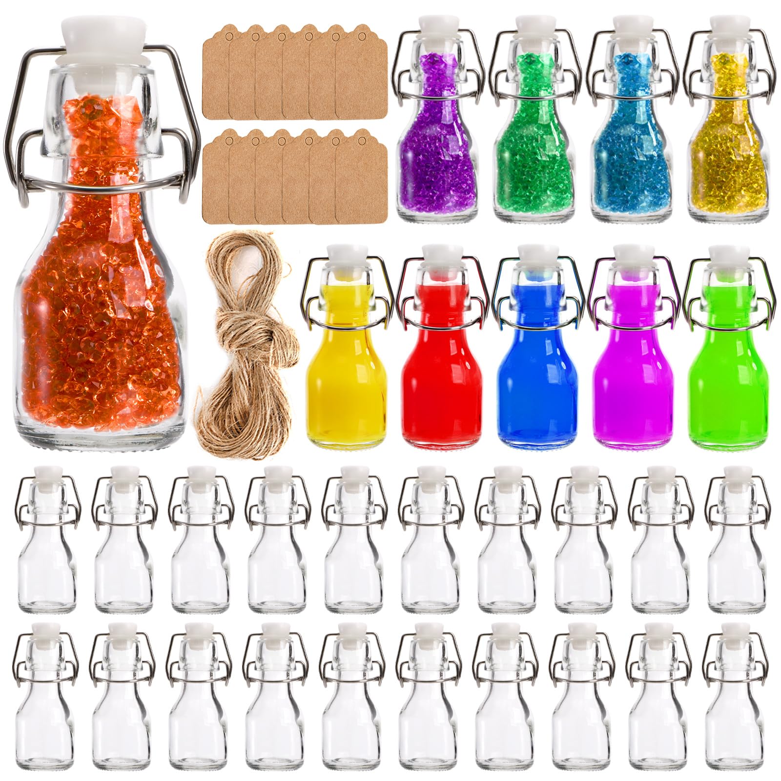 Kingrol 30 Pack Mini Swing Top Glass Bottles, 2 oz Mini Storage Bottles ...