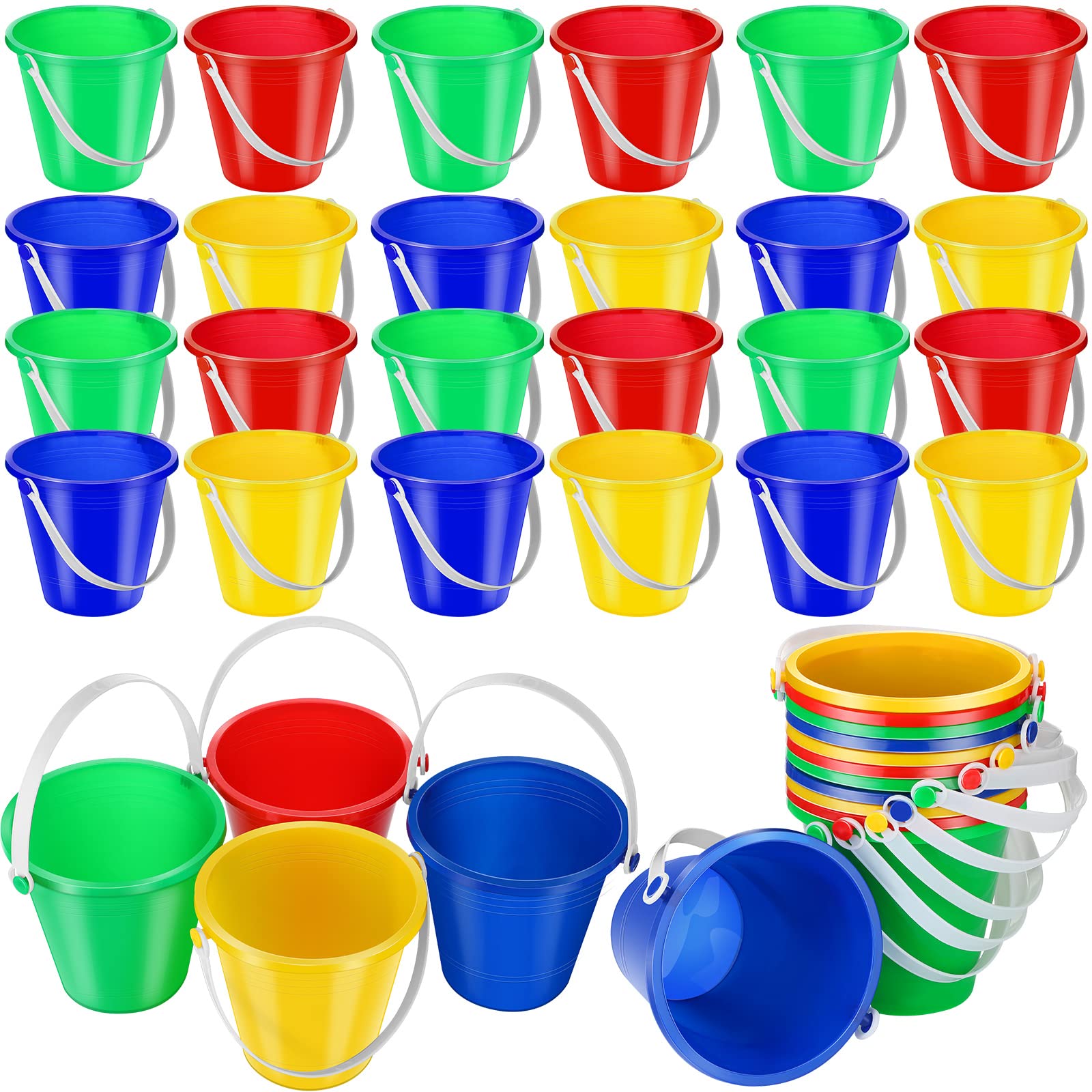 Didaey 48 Pcs 5 Inch Beach Bucket Sand Buckets Colorful Fun Plastic ...