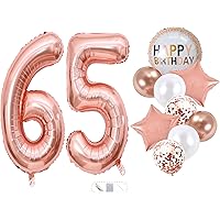 65th Birthday Balloons 18 Pcs Rose Gold Happy 65th Birthday Latex ...