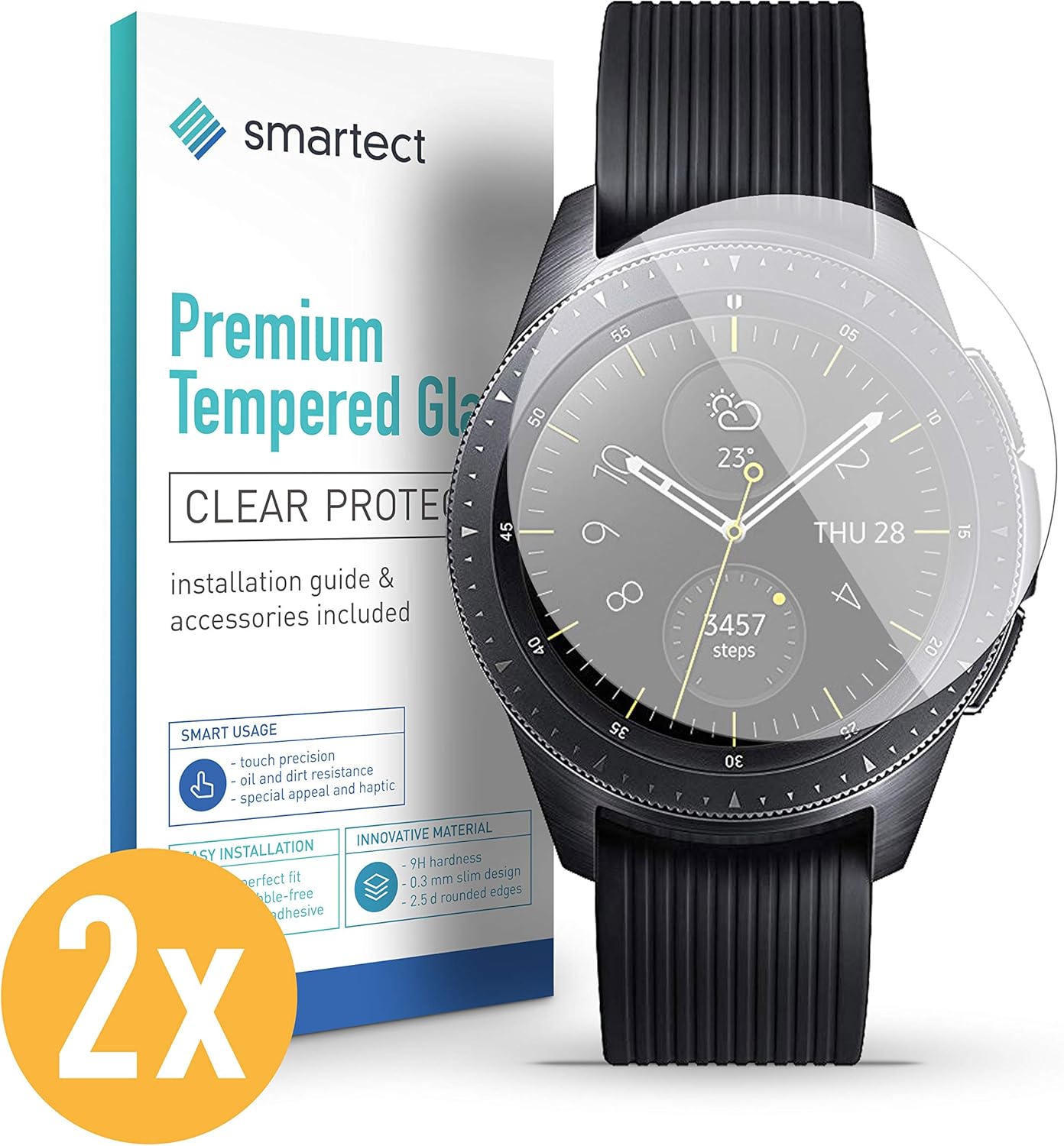 smartect Glass Screen Protector for Samsung Galaxy Watch 42 mm [2 Pack ...