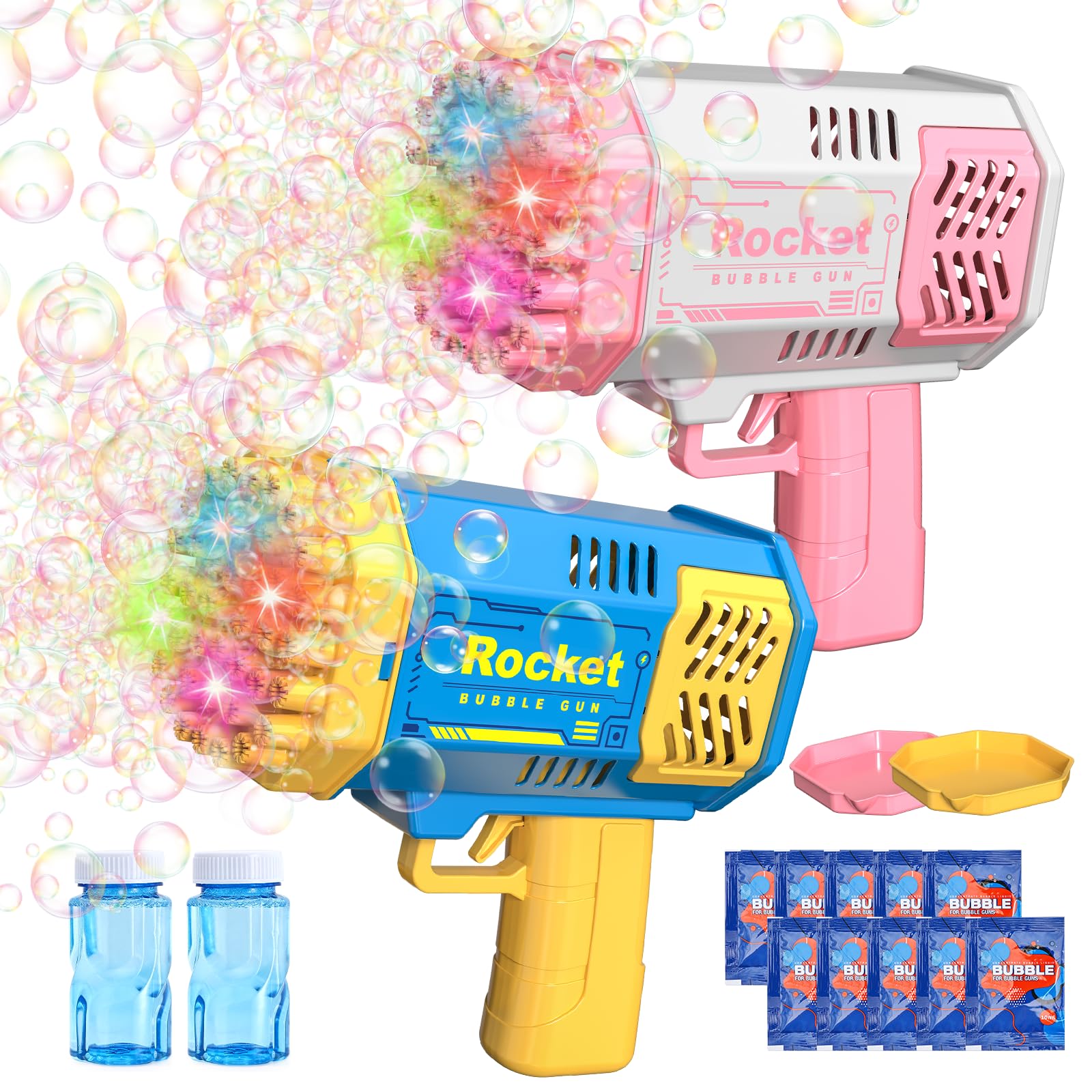 Bubble Machine 2 Pack Mini Bubble Gun for Toddlers, Bubble Maker Blower ...