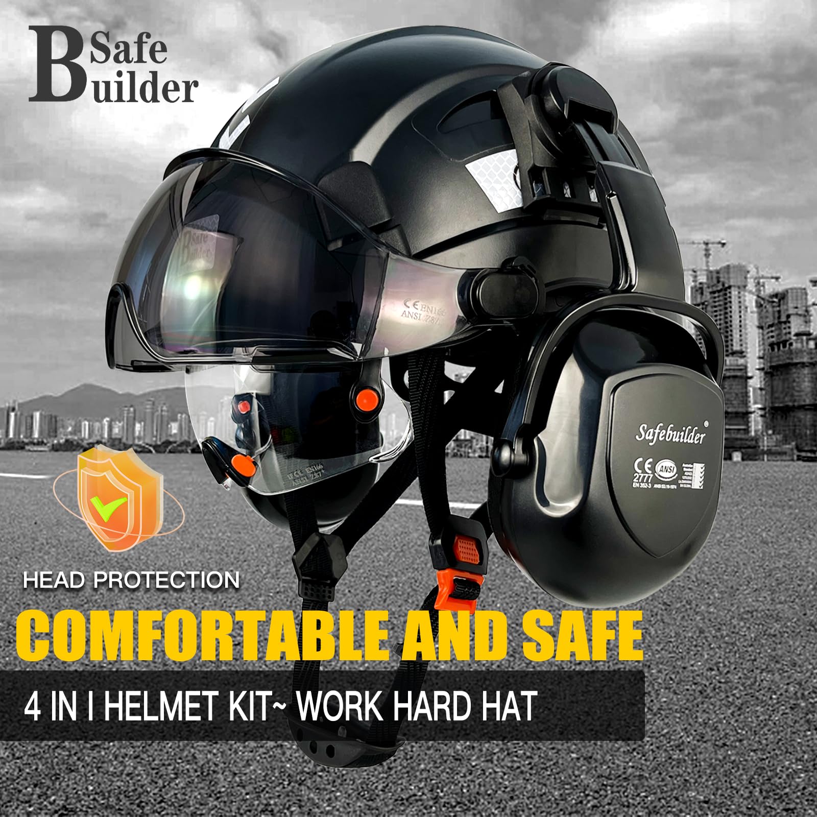 Mua Industrial Safety Helmet with Visor Ear Muffs Hard Hat with Visor ...