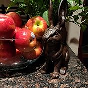 Amazon.com : Cast Iron Sitting Bunny Rabbit Garden Statue Patio Yard ...