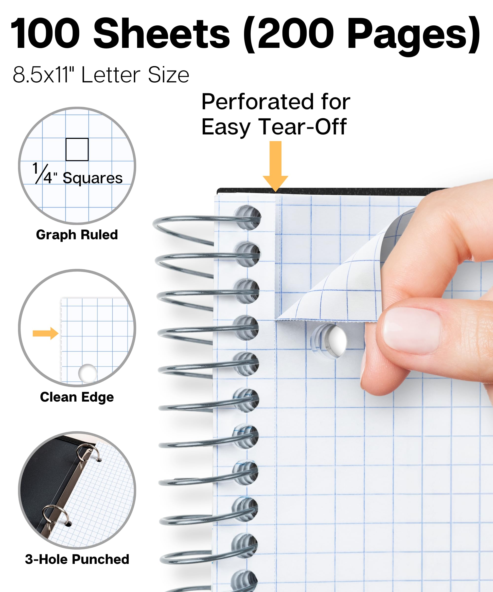 Mua Dunwell Graph Ruled Notebook, Black Plastic Cover, 100 Sheets 4x4 ...