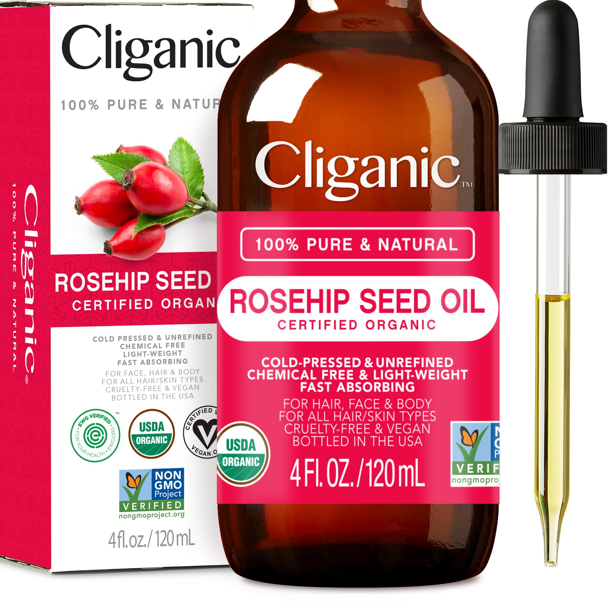 Mua Cliganic Organic Rosehip Seed Oil for Face, 100% Pure | Natural ...