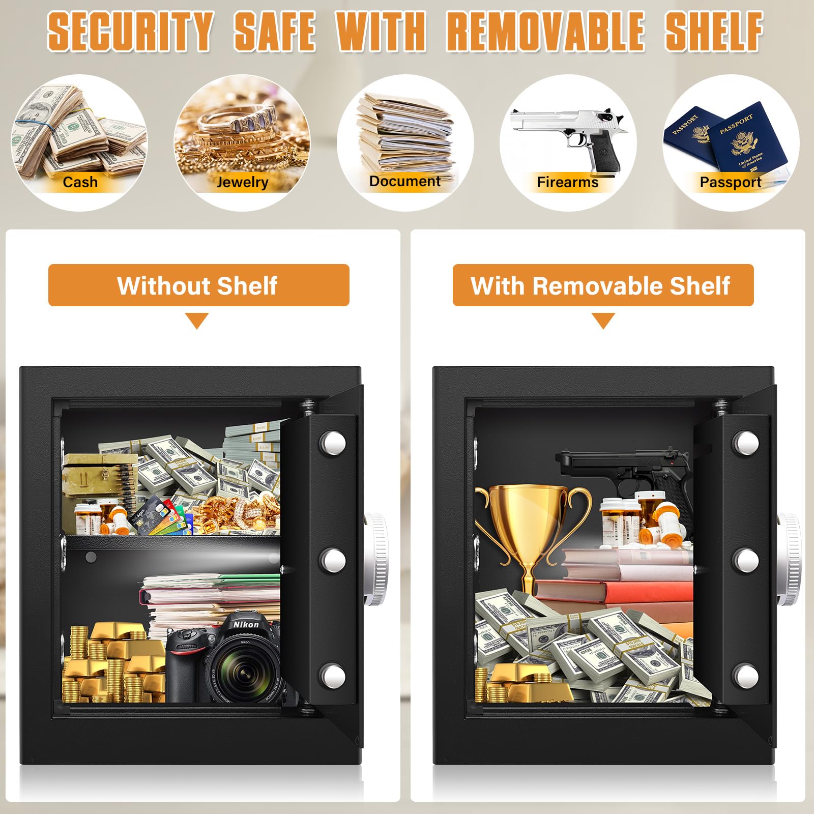 Mua 2.3 Cu ft Large Fireproof Safe Box Set For HOME USE, Anti-Theft ...