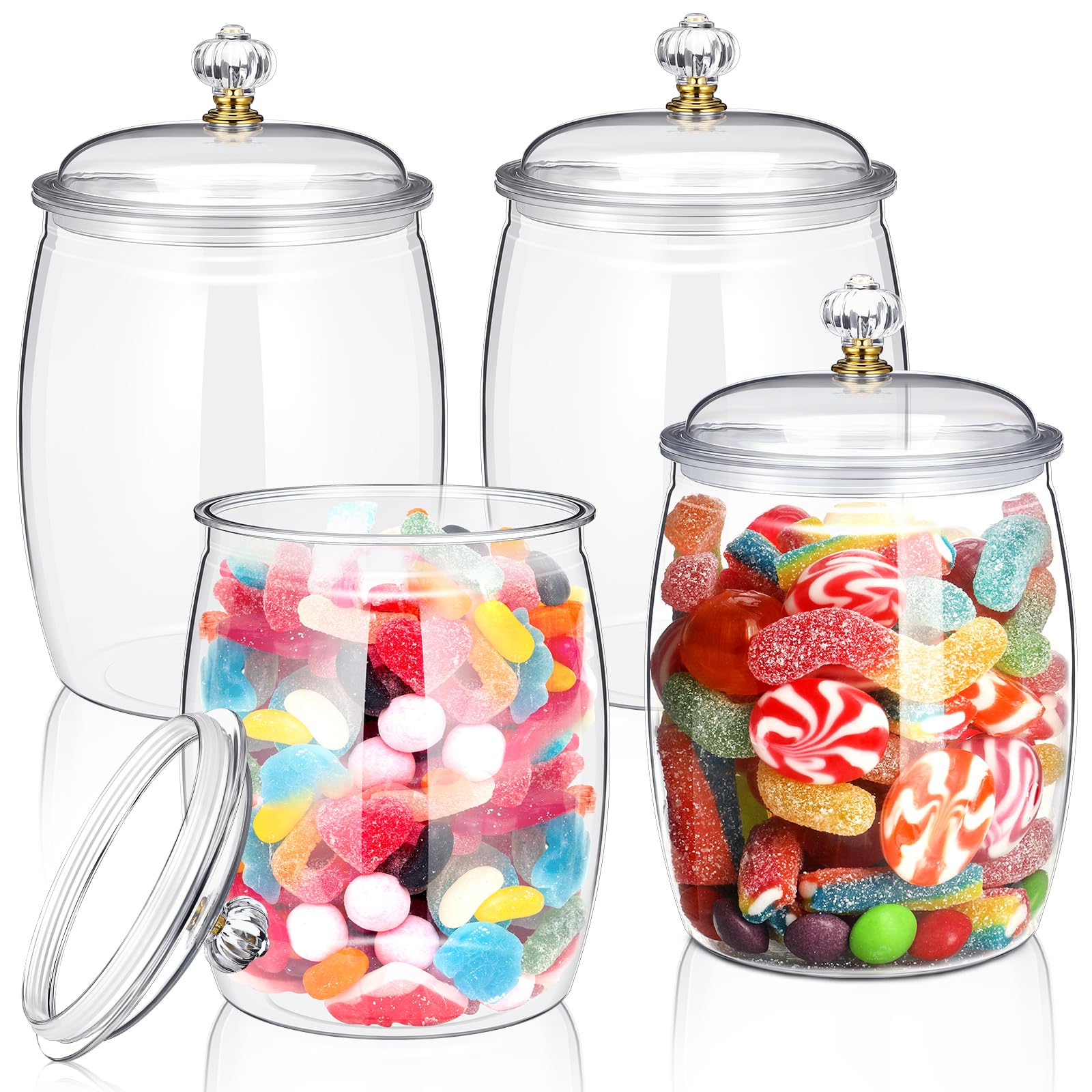 Nuogo 4 Pcs Candy and Cookie Jars with Lids 30/42/64/80/90 Oz Clear ...