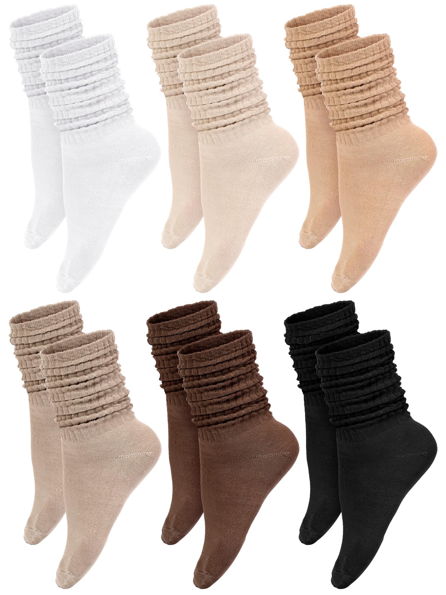 Bencailor 6 Pairs Women Slouch Fuzzy Socks Warm Cotton Scrunch Boot ...