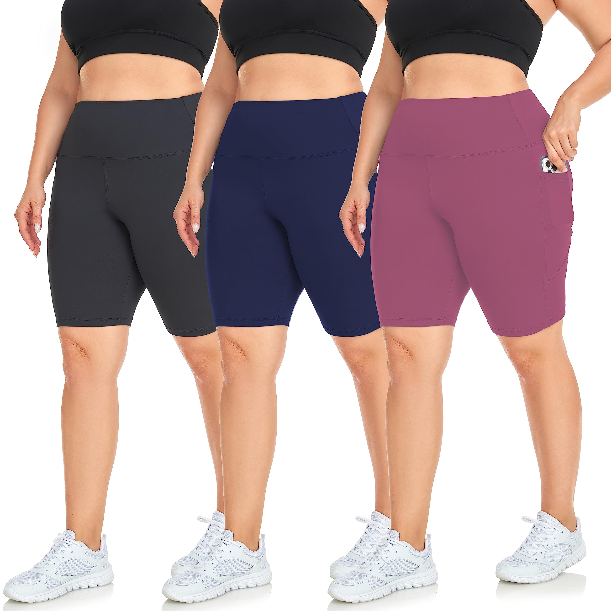 Hi Clasmix 31 Pack Plus Size Biker Shorts for Women(1X-4X)-High Waisted ...