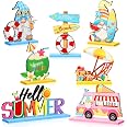 Amazon.com: Kigley 7 Pieces Hello Summer Table Decoration Sign Wooden ...