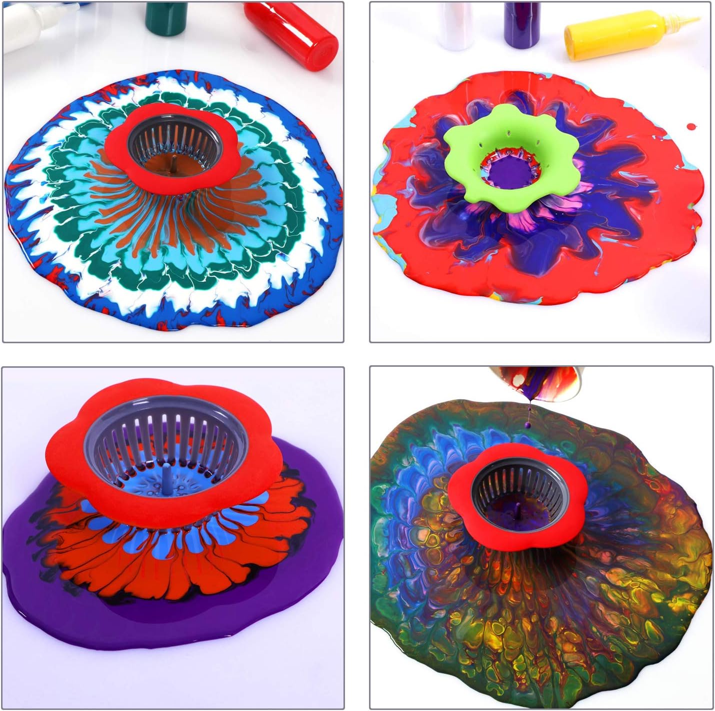 Allazone 30 PCS Acrylic Pouring Strainers Set, 6 PCS Plastic Silicone ...