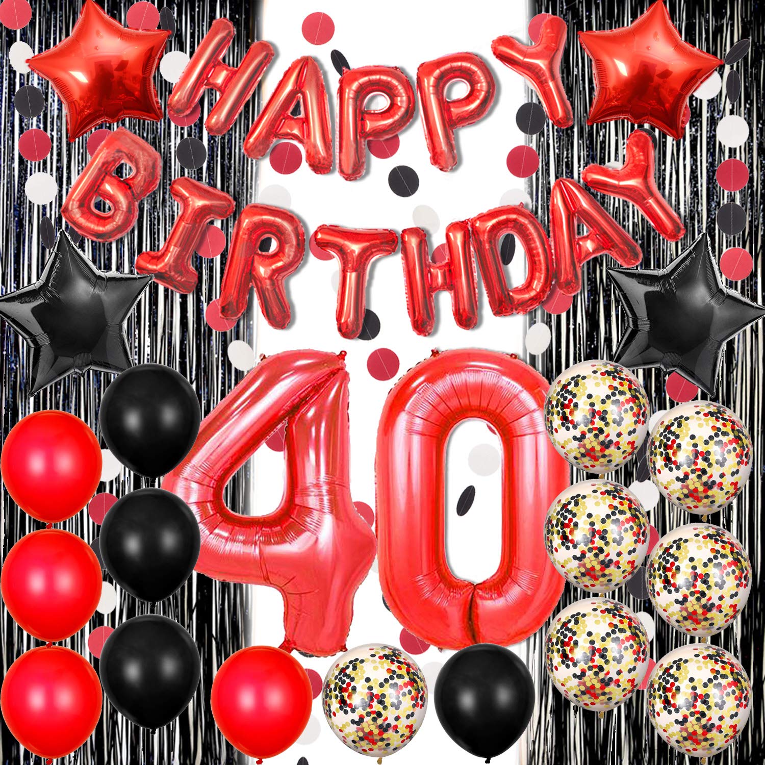 Buy 40th Birthday Decorations Black and Red 40 Birthday Decorations for ...