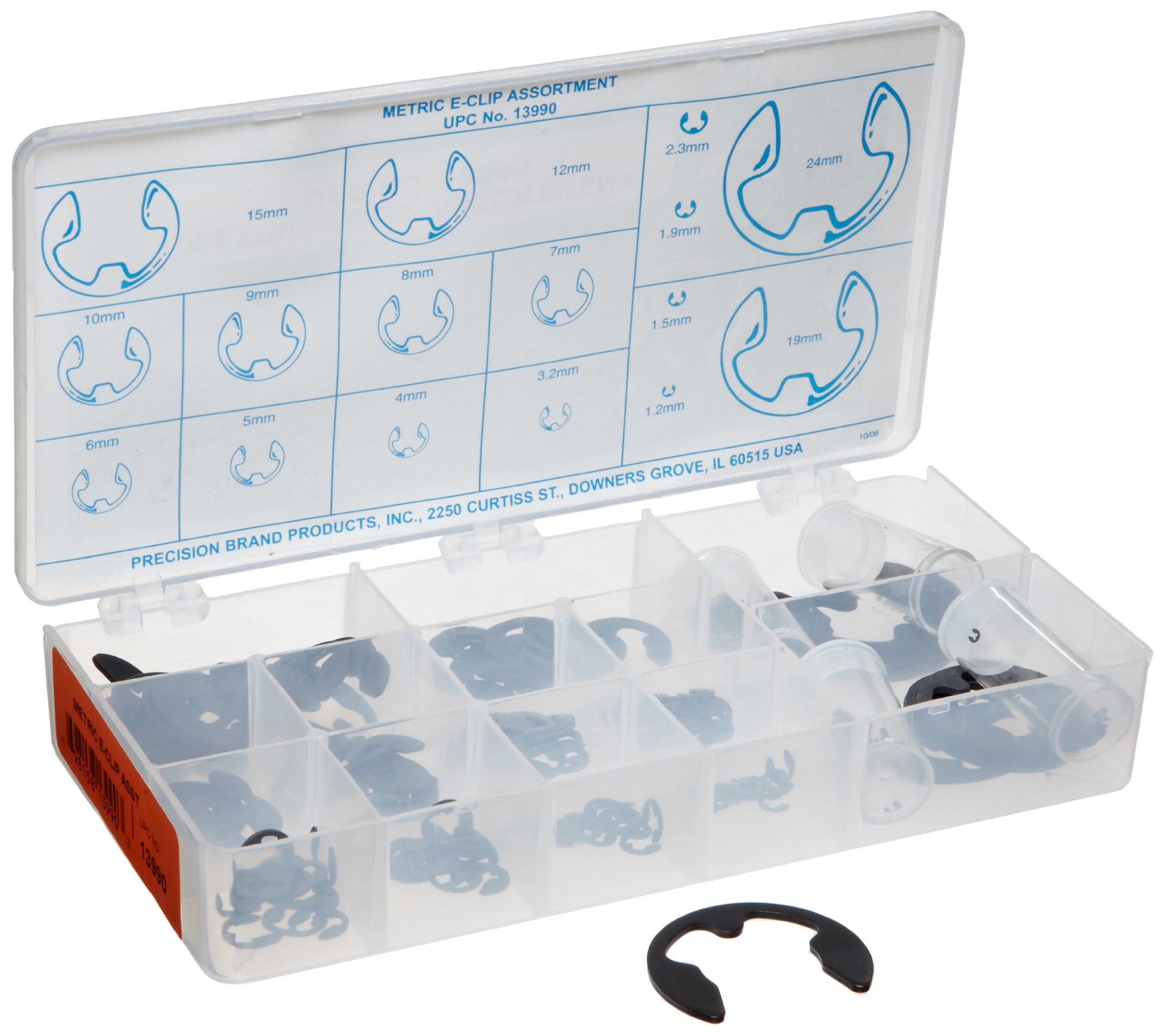 Steel External Retaining Ring Assortment (255 Pieces), Black Phosphate ...