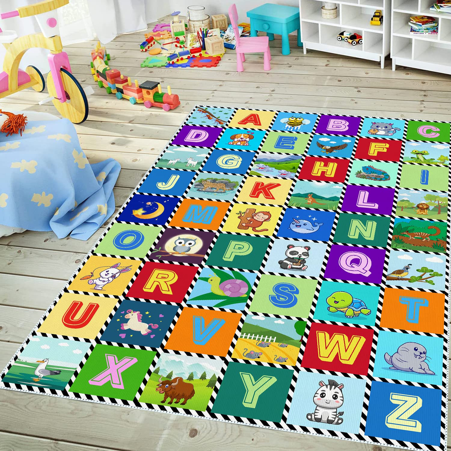 Sejiarep Kids Number Alphabet Game Rug - ABC Educational Area Rug - 4 ...