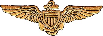 Naval Aviator Pilot Wings Patch Gold : Clothing, Shoes & Jewelry