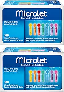 Microlet Colored Lancets, 100 Count (2 Pack) + Free Shipping
