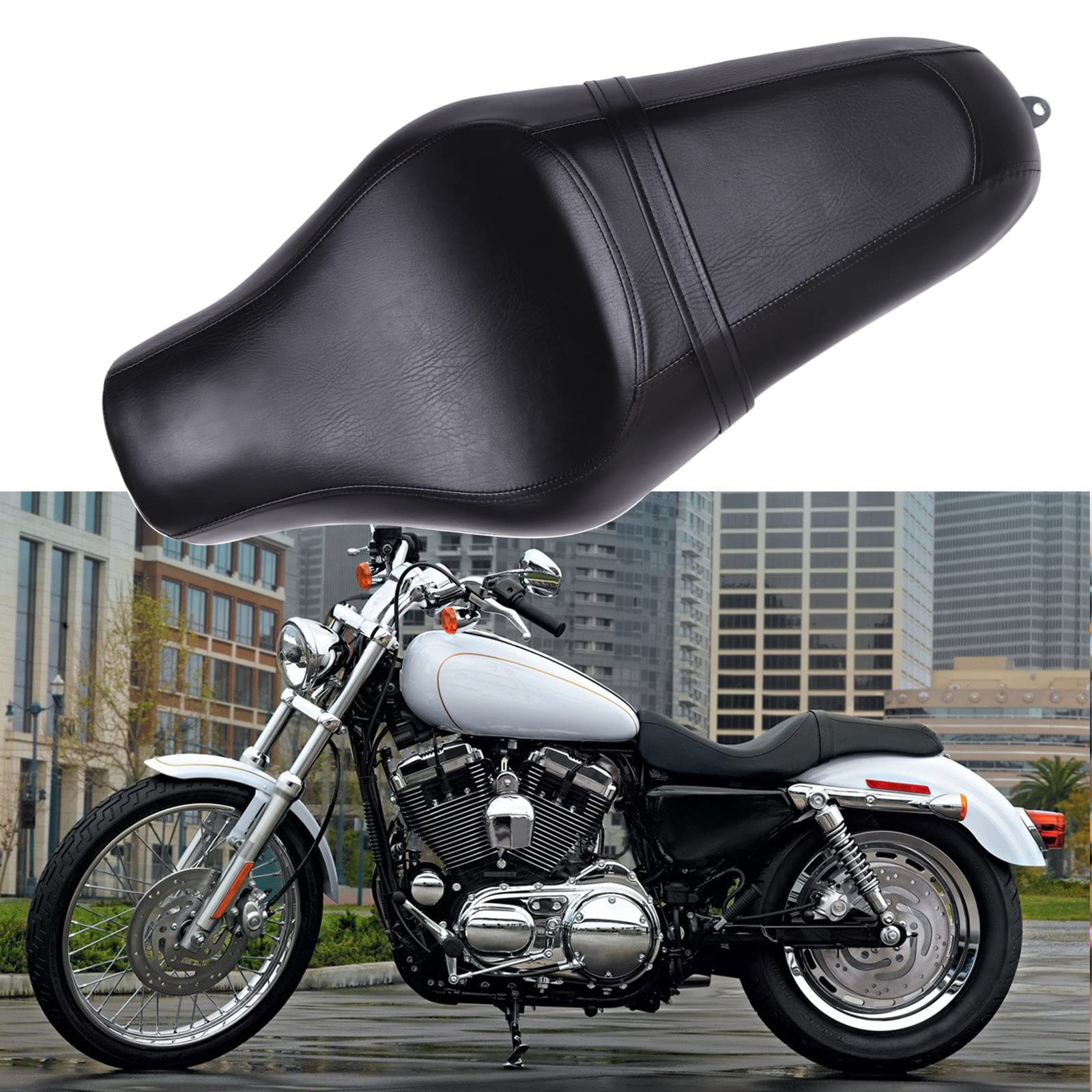 DREAMIZER Motorcycle Seat Driver Passenger Low Profile Two Up Leather ...