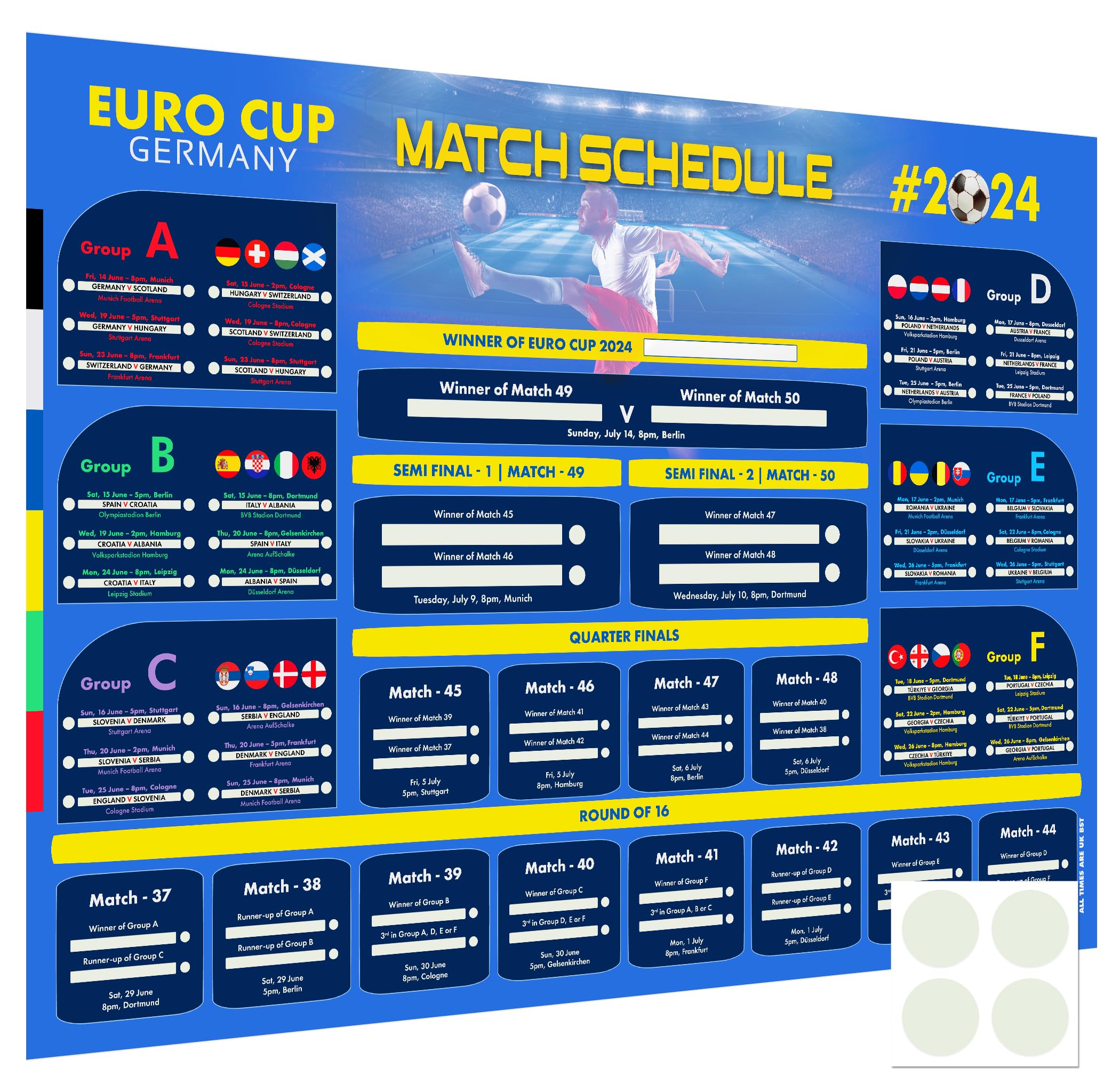 Mua Giftinghouse A2 Euro 2024 Wall Chart Football, Premium 2024 Euro ...