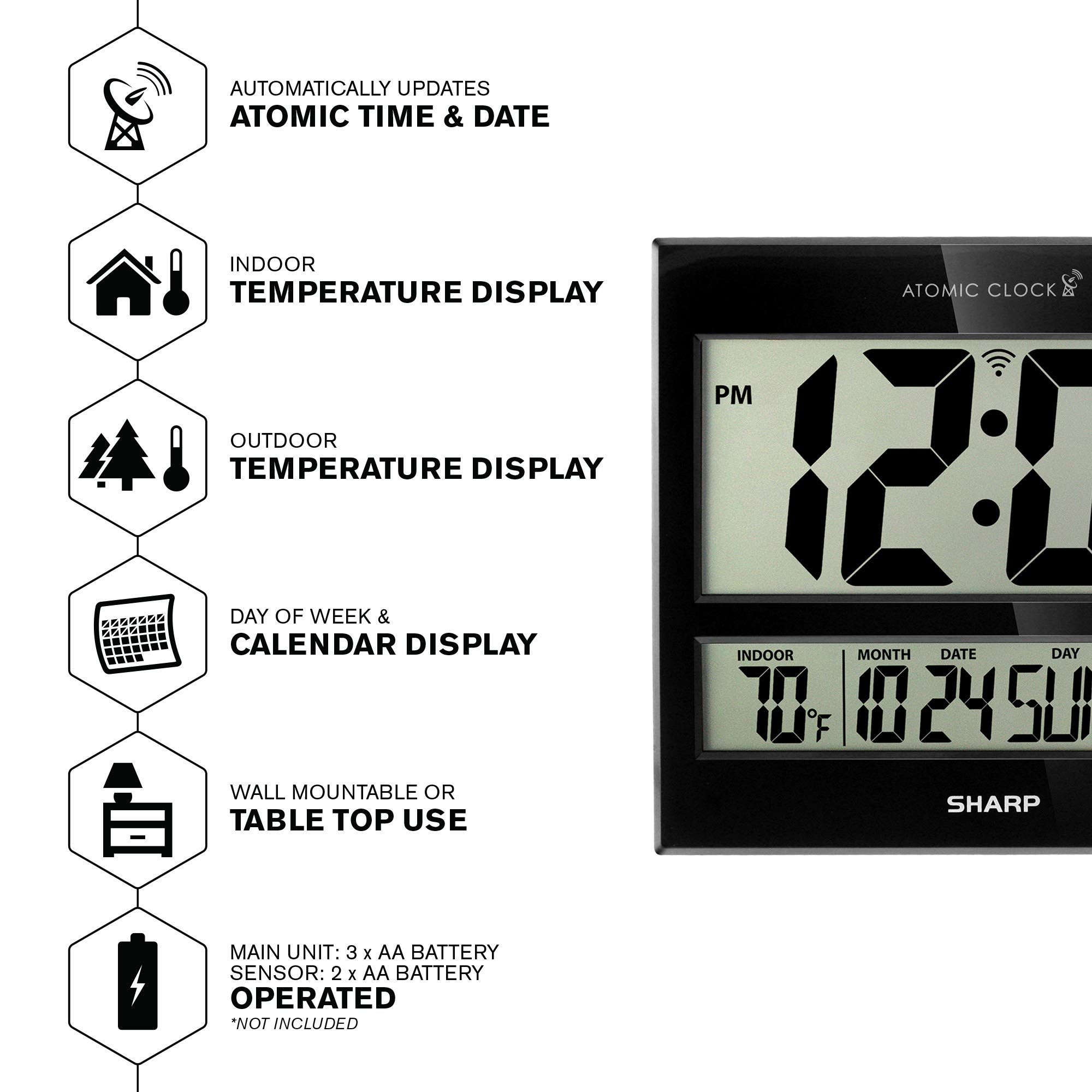 Mua Sharp Atomic Clock - Never Needs Setting! - Jumbo 3" Easy to Read ...