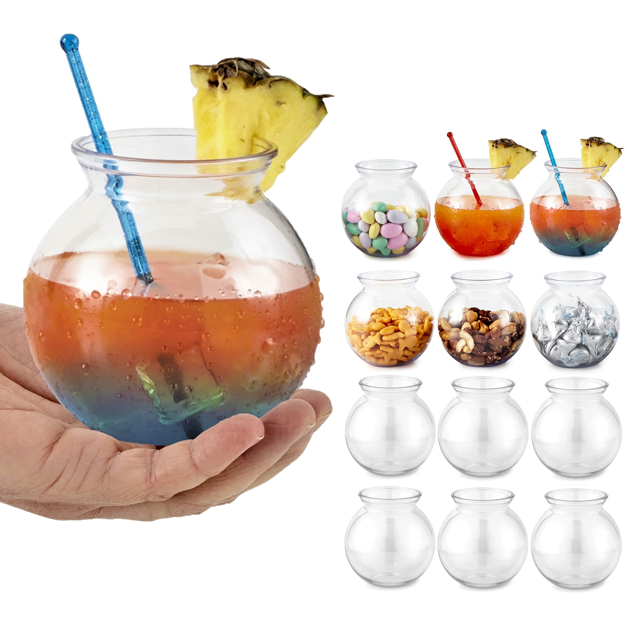 Mua Small Round Plastic Fish Bowls for Parties (12 Pack) 16 oz Clear ...